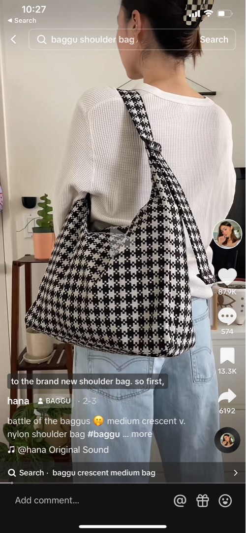 Baggu Gingham Large Shoulder Bag, Women's Fashion, Bags & Wallets ...