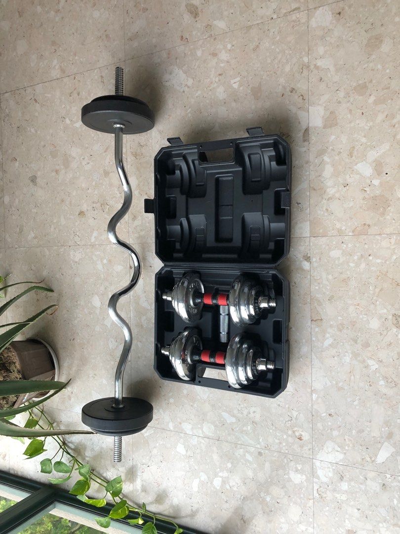 Barbell and Dumbbell Set, Sports Equipment, Exercise & Fitness, Weights ...