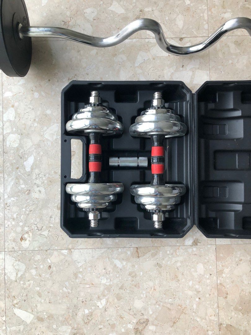 Barbell and Dumbbell Set, Sports Equipment, Exercise & Fitness, Weights ...