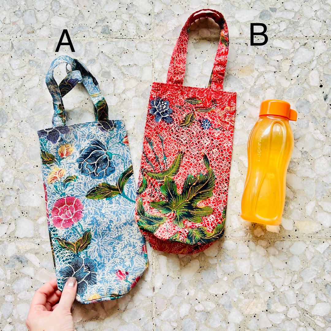 Batik Water Bottle Holder Handmade in Singapore, Women's Fashion, Bags ...