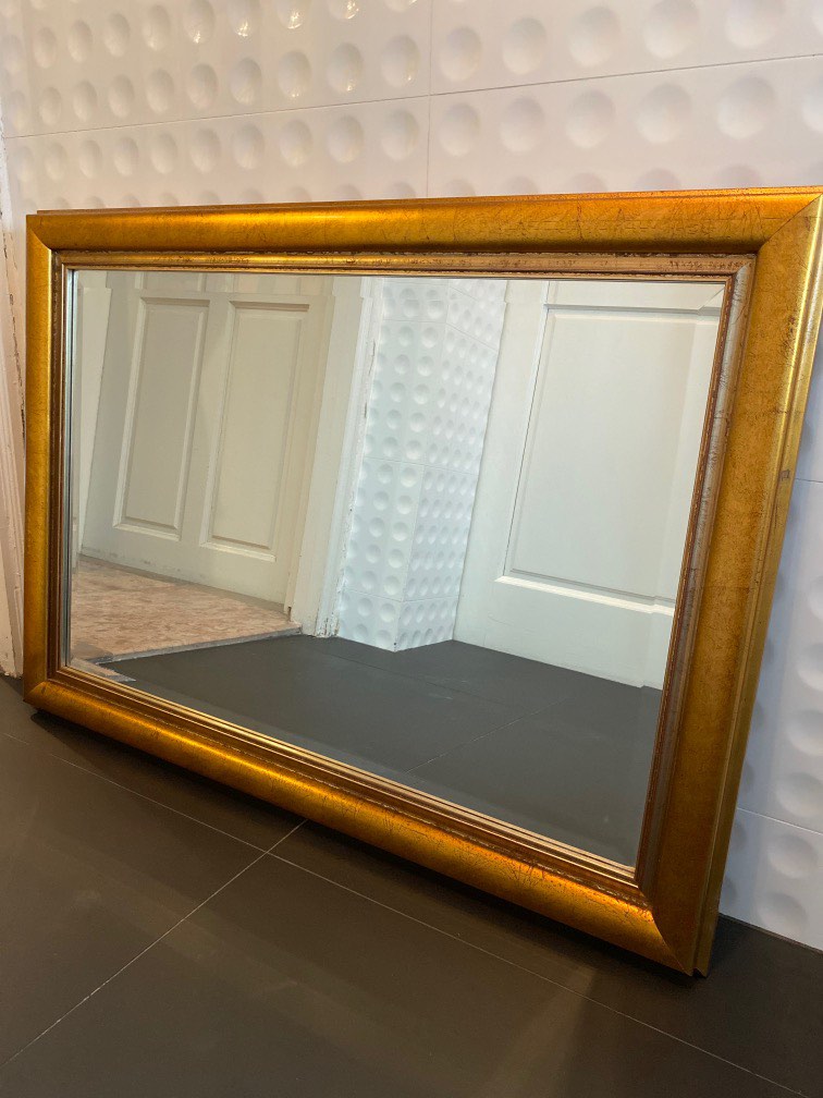 Beautiful Gold distressed bevelled mirror, Furniture & Home Living ...