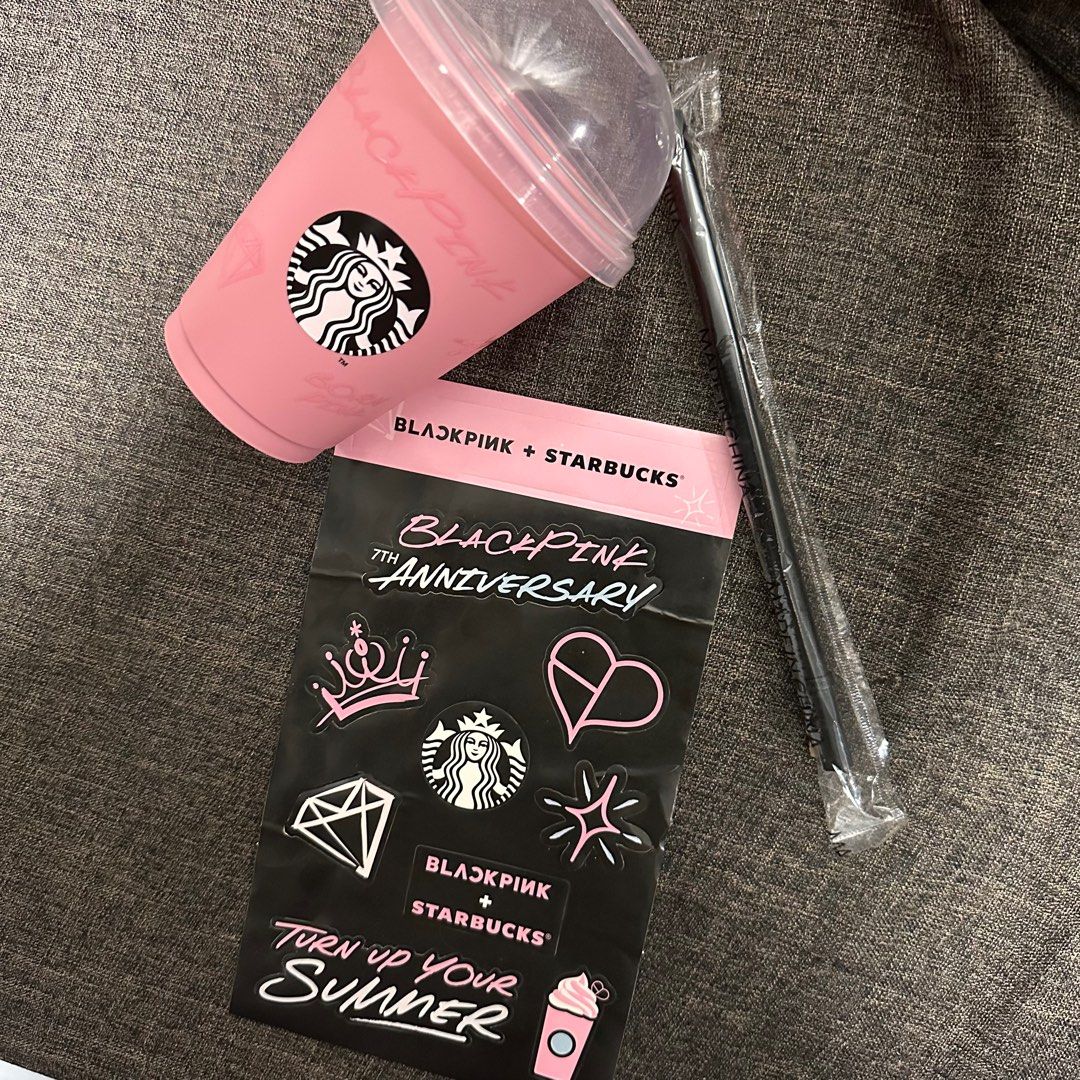 BLACKPINK Starbucks Reusable Cup, Straw, Sticker on Carousell