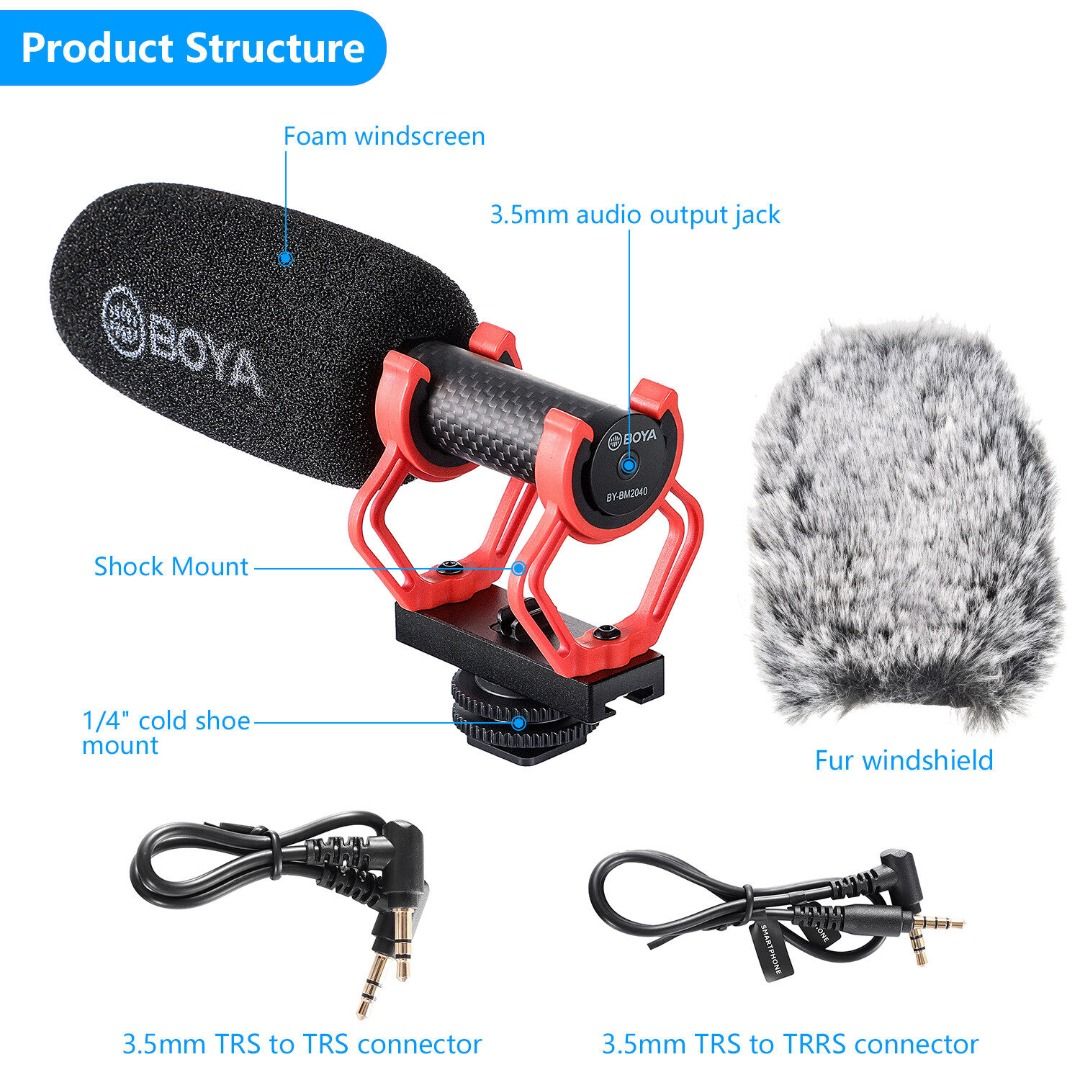 BOYA BY-BM2040 Camera Microphone with Shock Mount Professional External ...