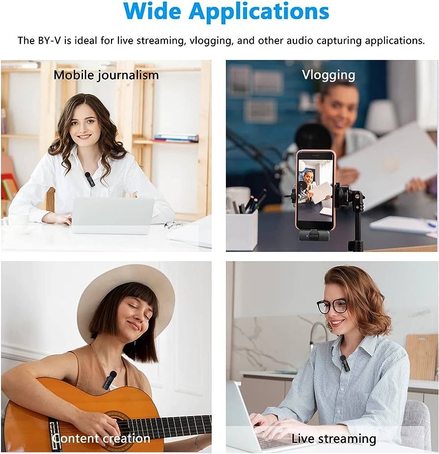 BOYA V1 V2 V10 V20 BY-V Series Mini Wireless Lavalier Microphone Ultracompact Wireless ...