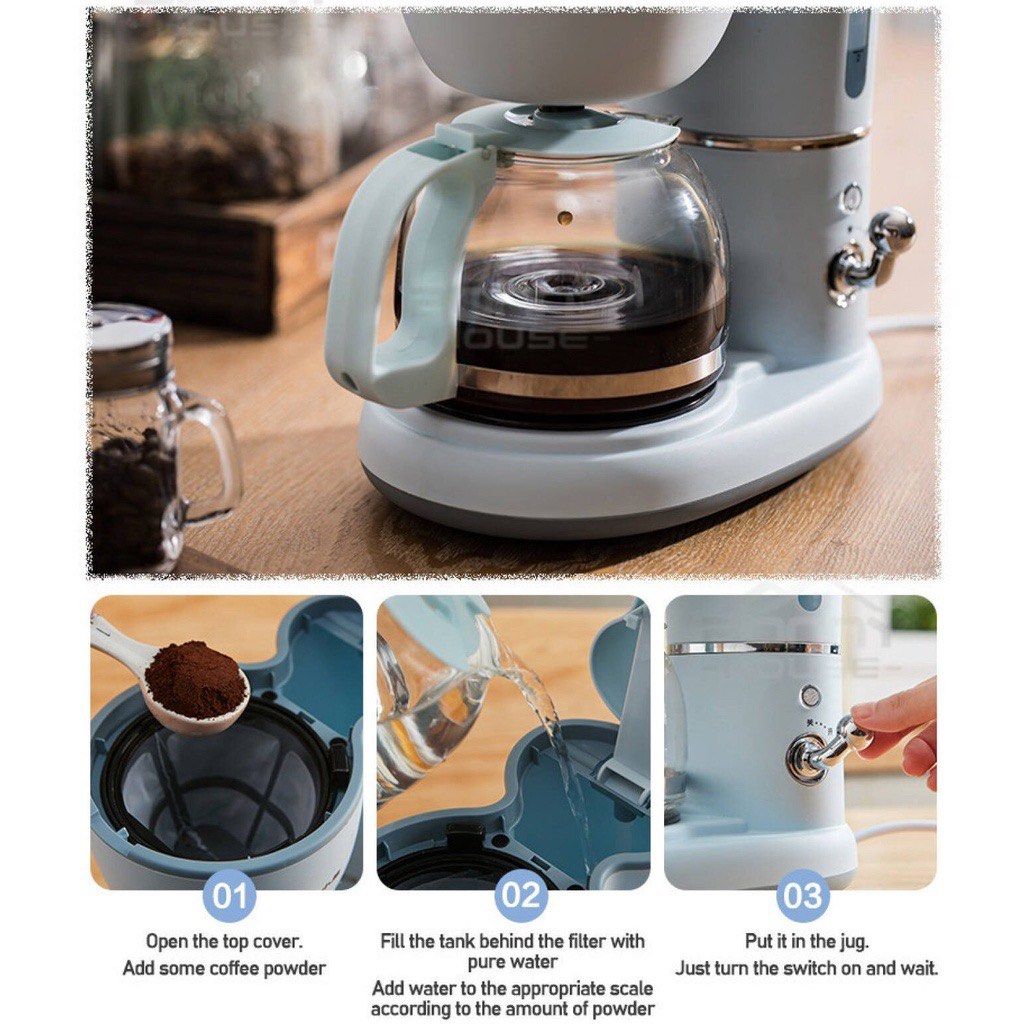 Brand New Bear Coffee Machine Automatic 600ML Pot Drip Proof Filter ...