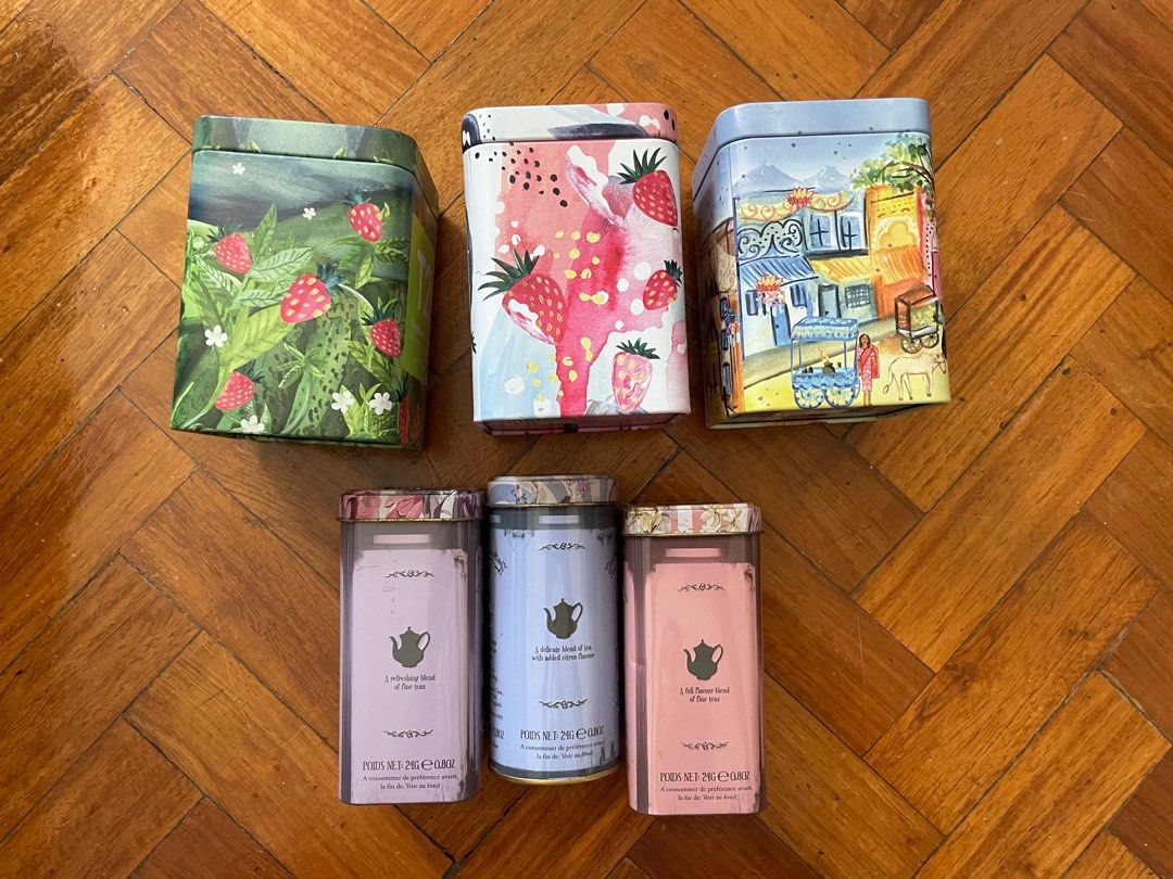 Bundle: 6 tea tins with design, Furniture & Home Living, Kitchenware ...