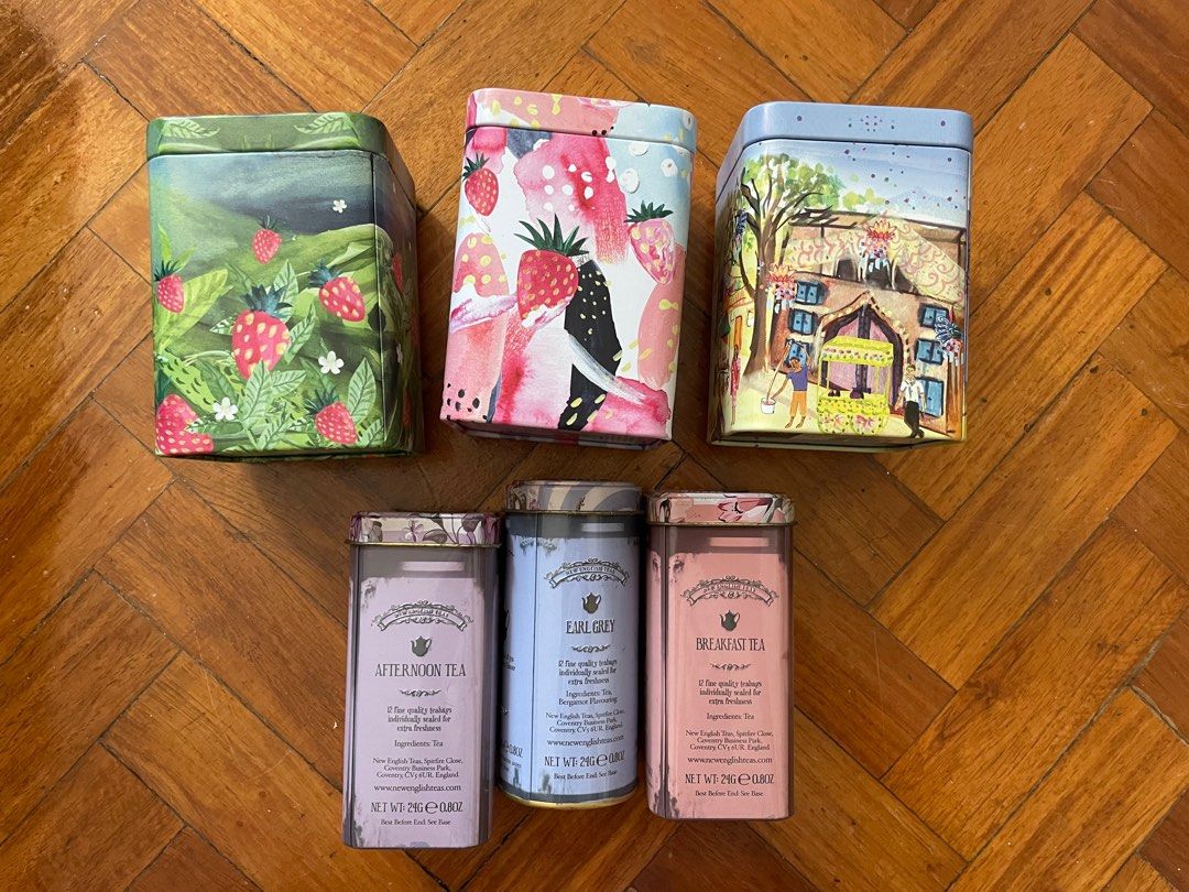 Bundle: 6 tea tins with design, Furniture & Home Living, Kitchenware ...