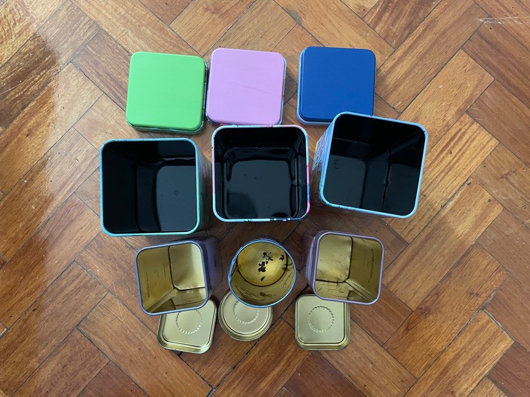 Bundle: 6 tea tins with design, Furniture & Home Living, Kitchenware ...