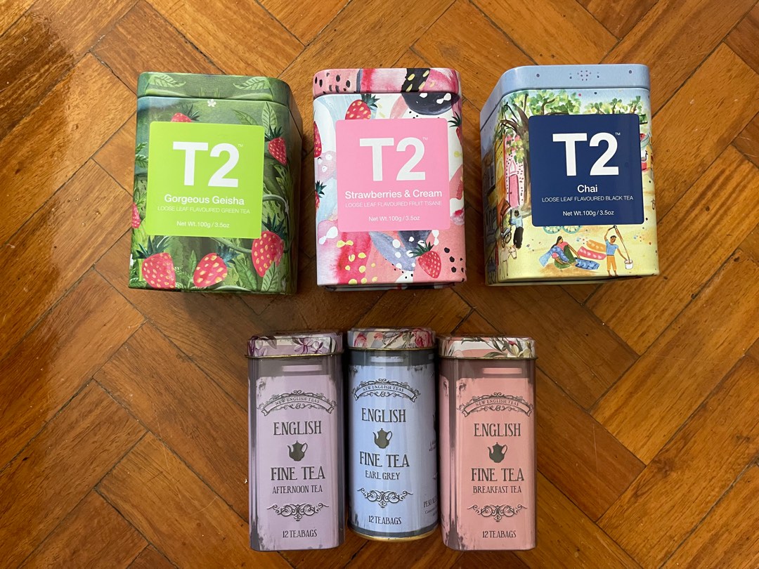 Bundle: 6 tea tins with design, Furniture & Home Living, Kitchenware ...