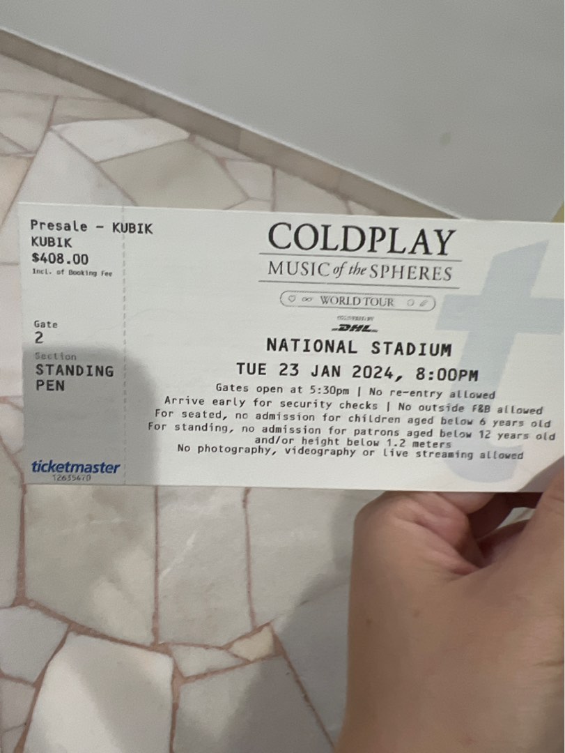 Cheap Coldplay kubik standing ticket, Tickets & Vouchers, Event Tickets ...
