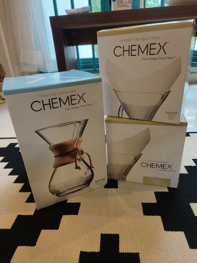 Chemex 6 cup glass pour over coffee maler, TV & Home Appliances ...