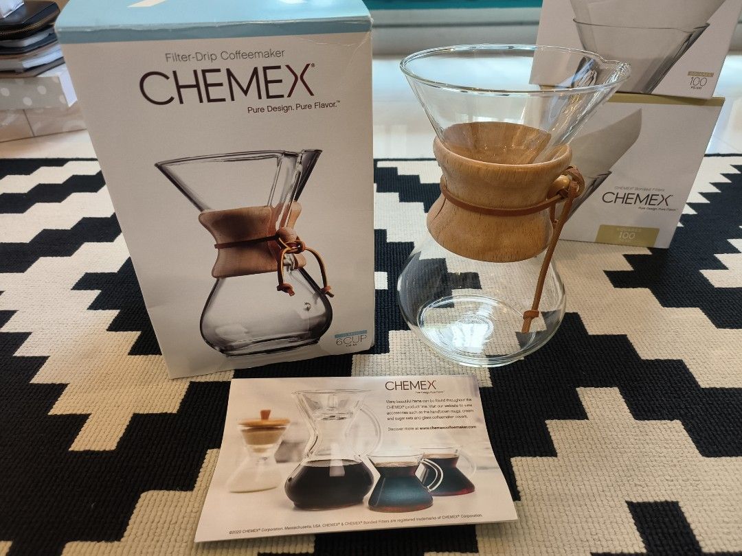 Chemex 6 cup glass pour over coffee maler, TV & Home Appliances ...