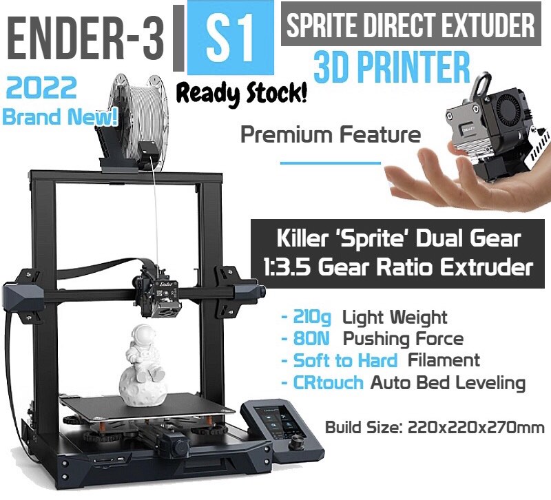 Creality 3D Ender 3 S1 Sprite Direct Extruder 3D Printer, Hobbies ...