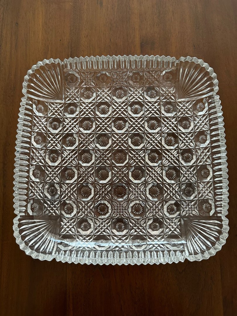 Crystal Serving Plate (Square), Furniture & Home Living, Kitchenware ...