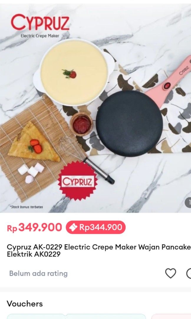CYPRUZ Crepe Maker Listrik, praktis buat bikin crepes, Kitchen ...