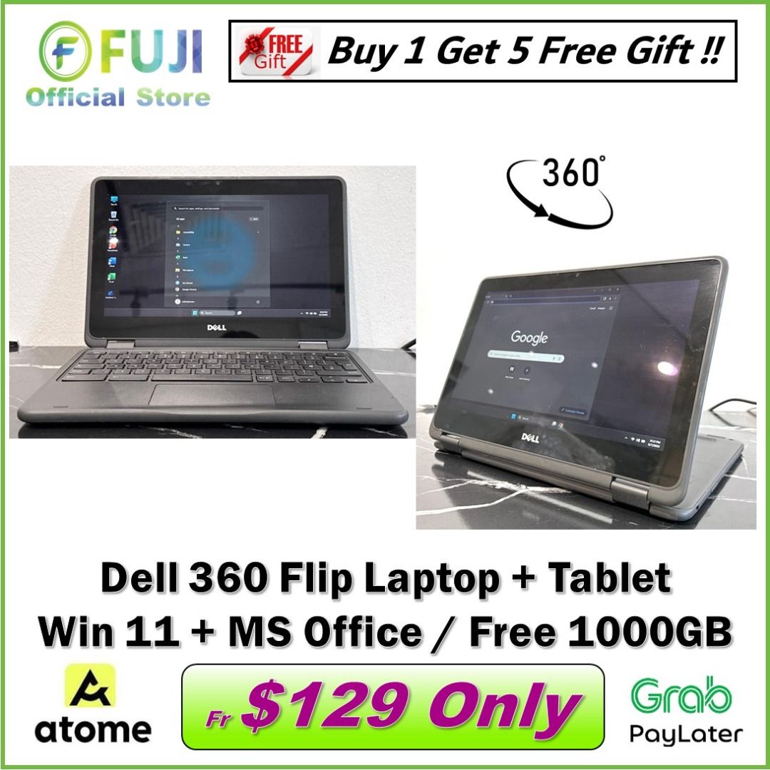 Dell 360 Flip Touch Screen Laptop - Windows 11 + Free Ms Office - SSD ...
