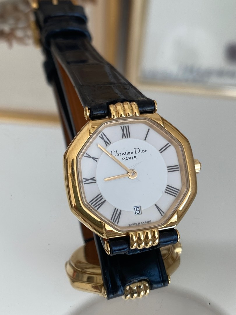 Dior Vintage Octagon Gold Vintage Ladies Wrist Watch, Luxury, Watches on Carousell