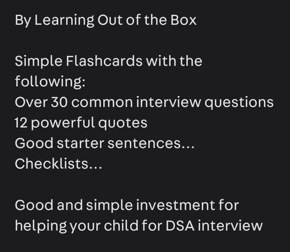 Direct School Admissions DSA Interview Flash cards, Hobbies & Toys, Books & Magazines ...