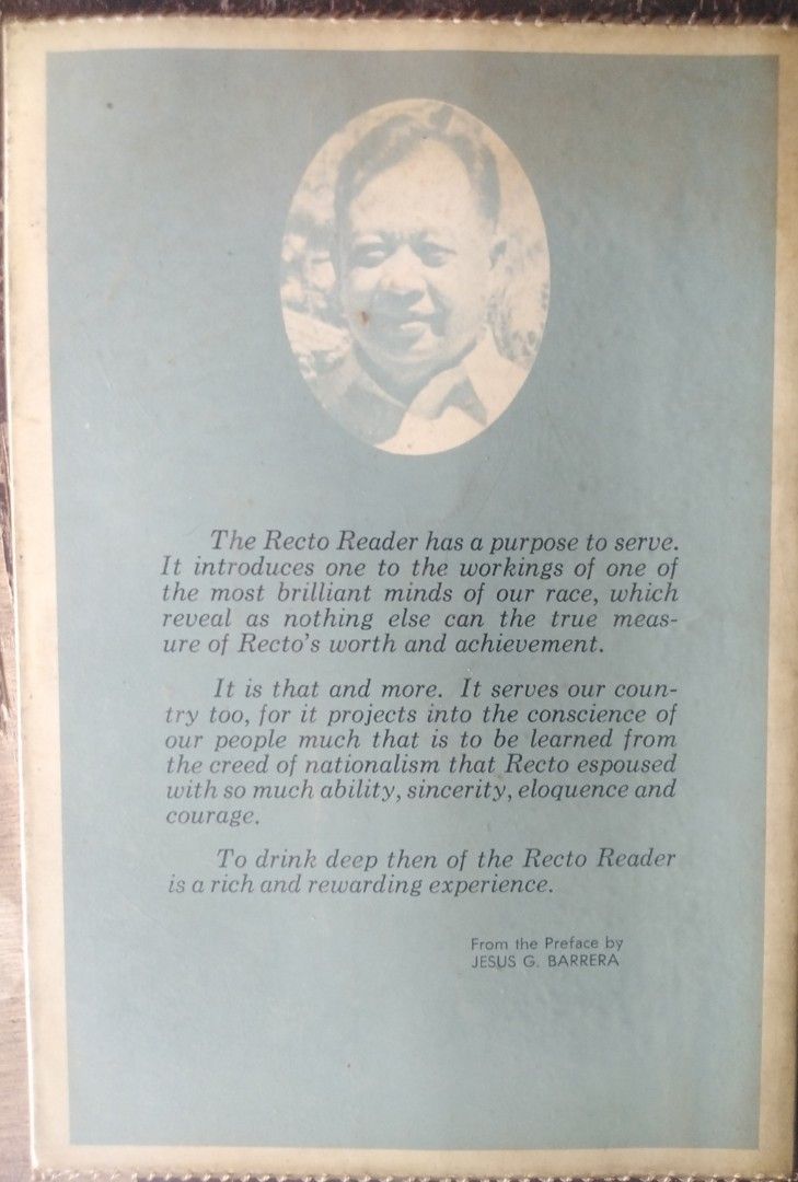 (EXTREMELY RARE) Recto Reader (Claro M. Recto) Book, Hobbies & Toys ...