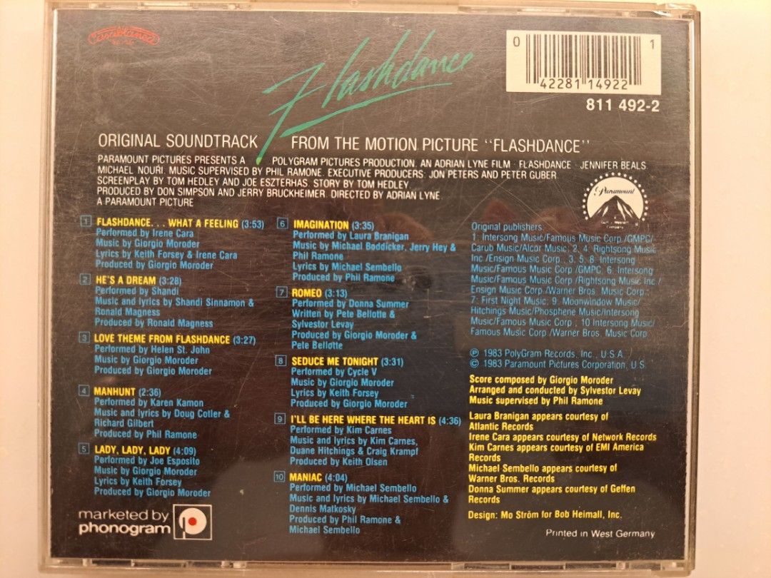 Flashdance - original soundtrack - 1983 Polygram - Made in W. Germany ...