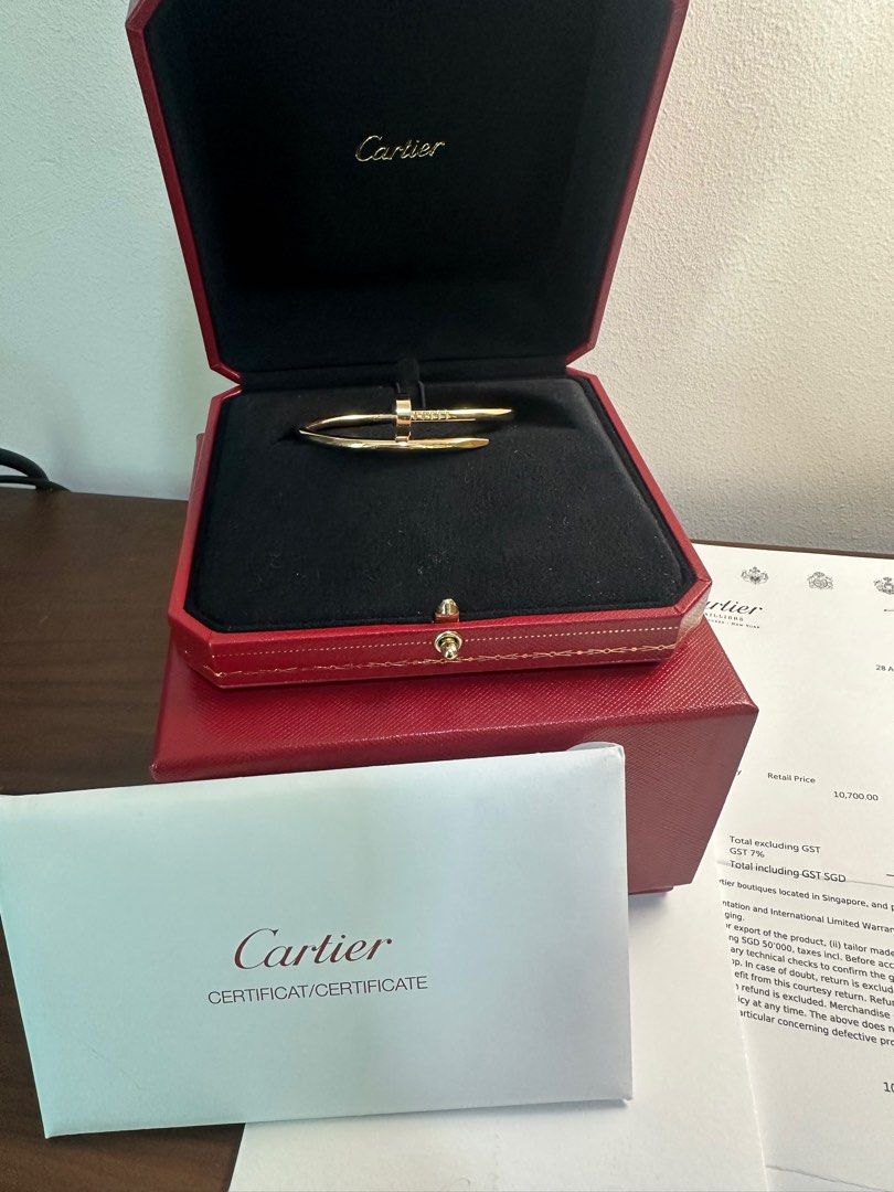FULL SET + Receipt: Cartier Juste Un Clou Bracelet, Luxury, Accessories ...
