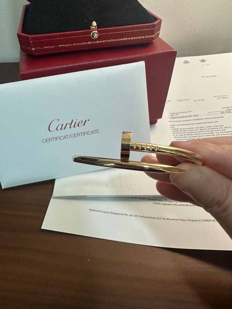 FULL SET + Receipt: Cartier Juste Un Clou Bracelet, Luxury, Accessories ...
