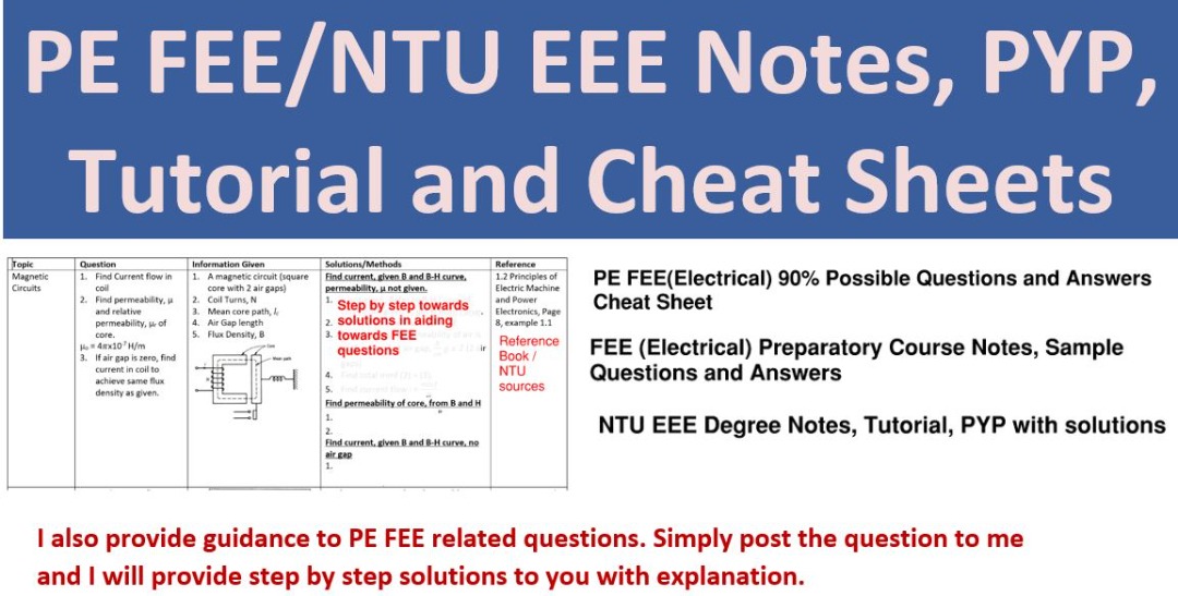 Fundamental Engineering Exam (FEE-Electrical), NTU EEE Notes, PYP ...