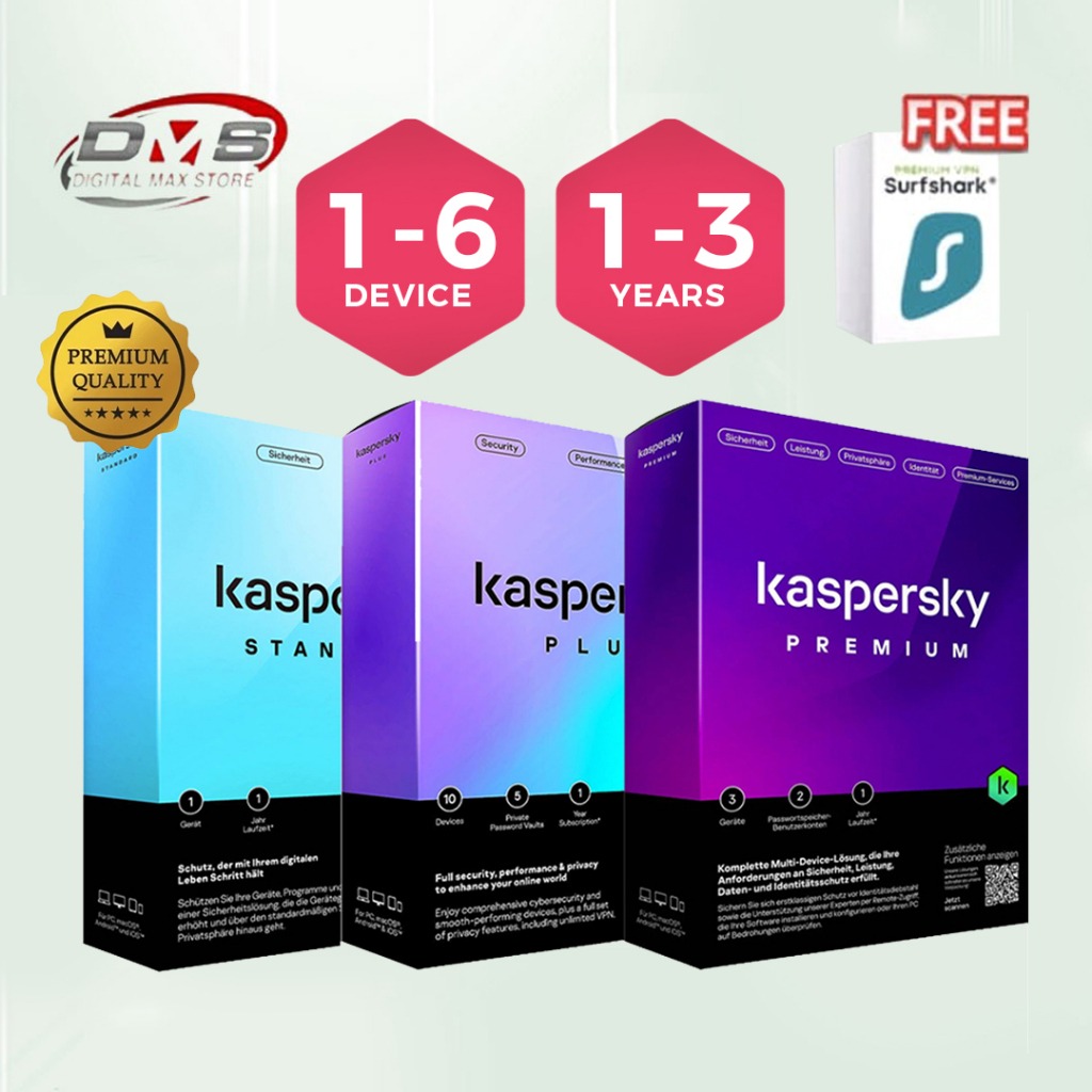 Genuine Kaspersky Standard | Plus | Premium Antivirus - ORIGINAL for Windows Mac iOS Android ...