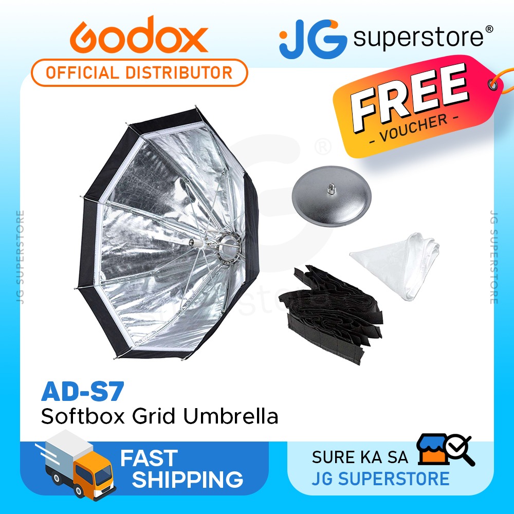 Godox AD-S7 47cm Multifunctional Folding Octagonal Softbox Grid Umbrella with Silver Disc ...