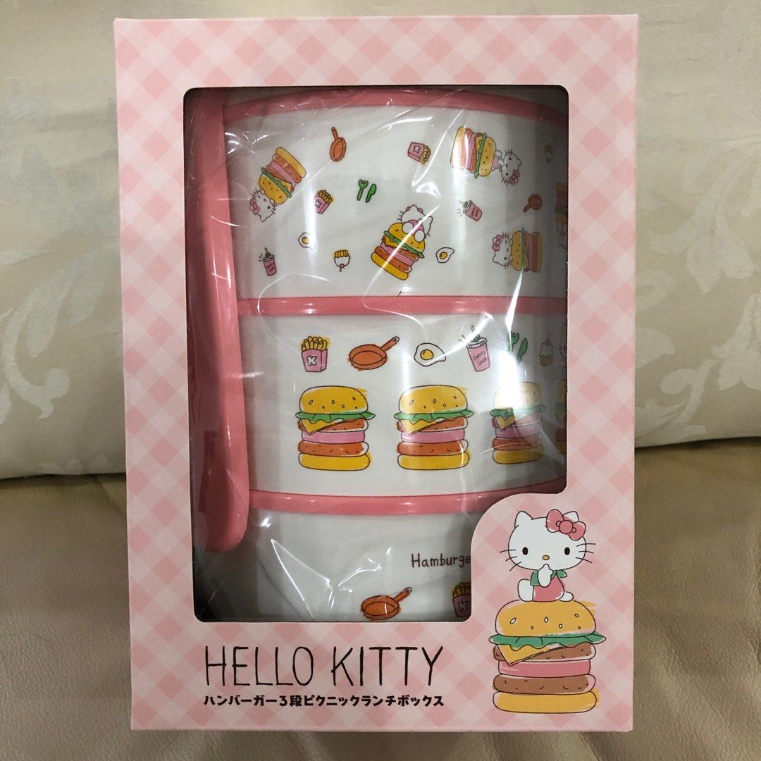 Hello Kitty Authentic Sanrio Hamburger Design 3-Level Picnic Lunchbox ...