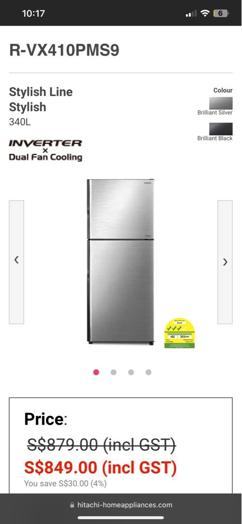 hitachi r-vx410pms9 fridge, TV & Home Appliances, Kitchen Appliances ...
