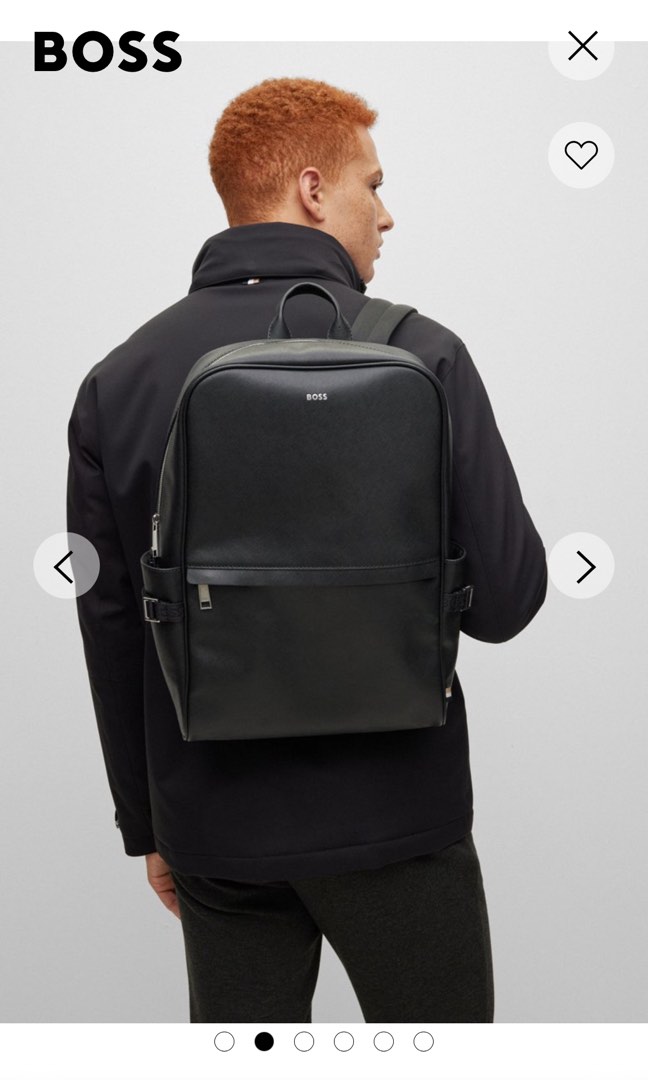 HUGO BOSS - STRUCTURED BACKPACK WITH SILVER-TONE LOGO, 名牌, 手袋及銀包 ...