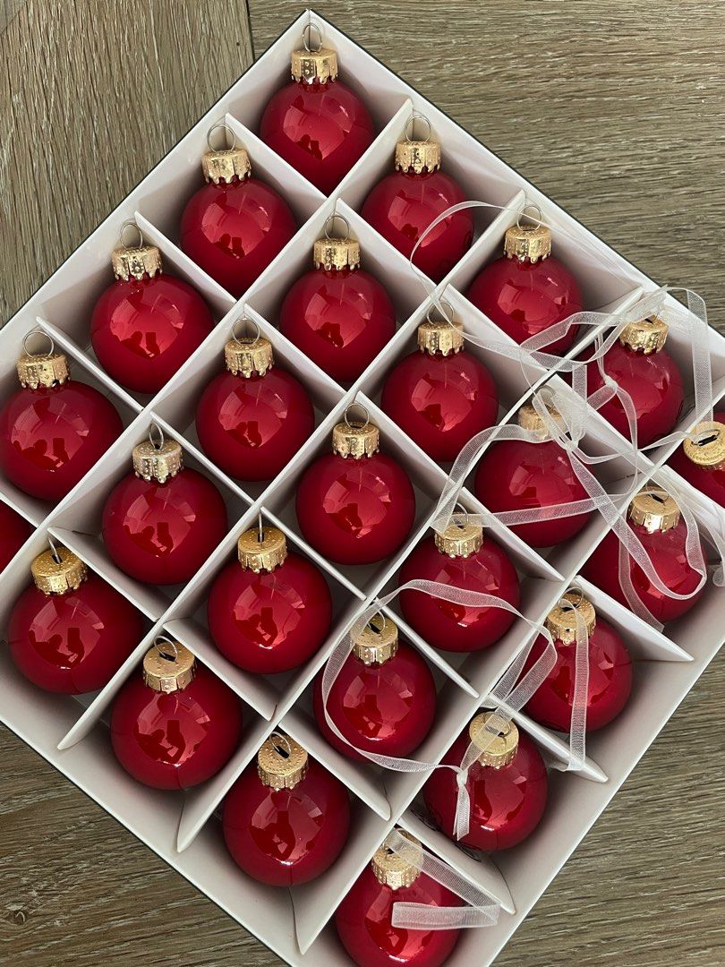 3cm IKEA Vinter Collection 2021 - 3cm x 25 pieces Red Baubles (Steel ...
