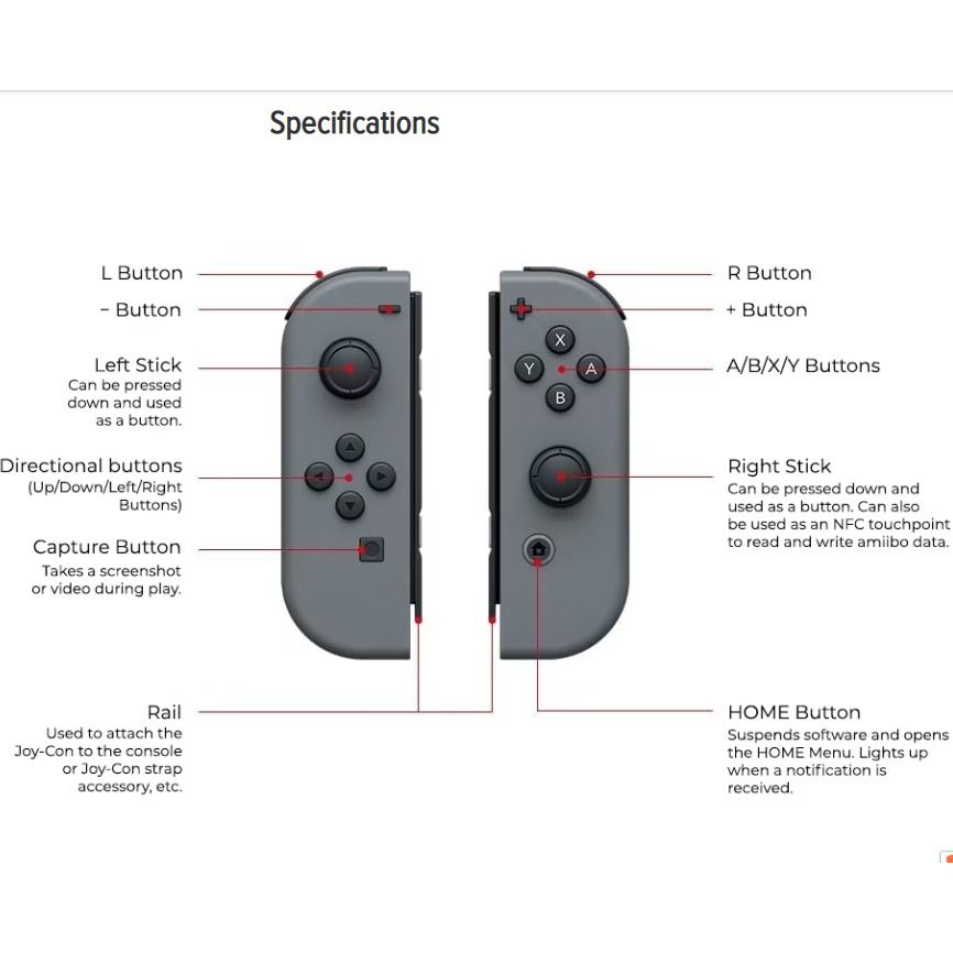 JoyCon (L/R) Gaming Controller, Gray, for Nintendo Switch /Oled / Lite ...