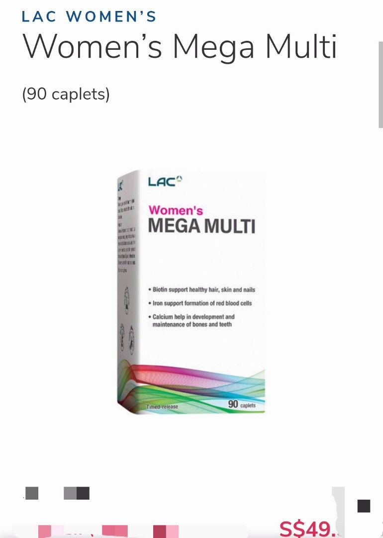 LAC Women's Mega Multi, 90 Caplets, Health & Nutrition, Health ...