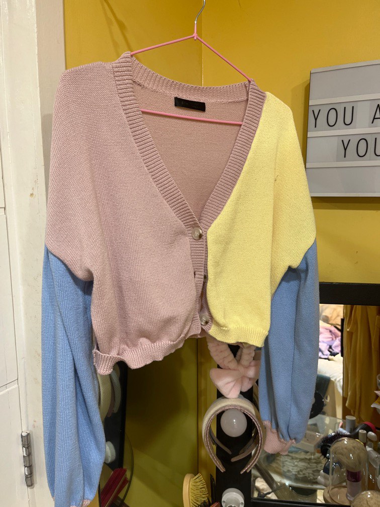 (Large) Shein Pastel Colorblock Cardigan on Carousell