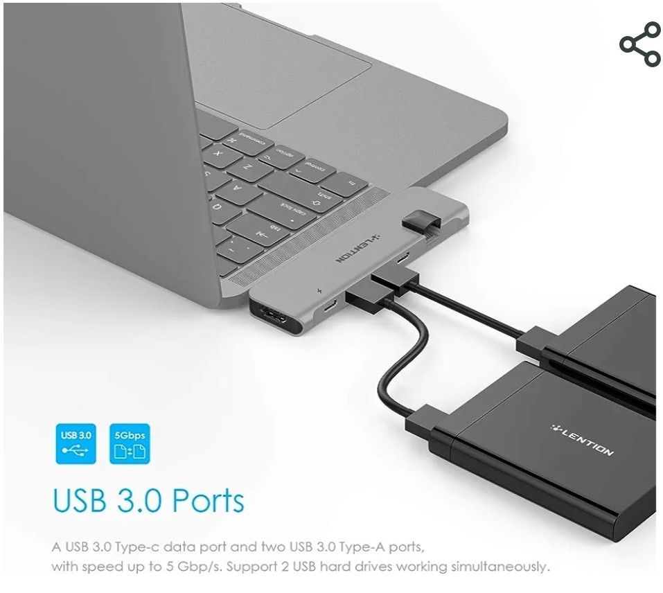 LENTION USB C Hub with 100W Power Delivery, 40Gbps USB C Data, 4K HDMI ...