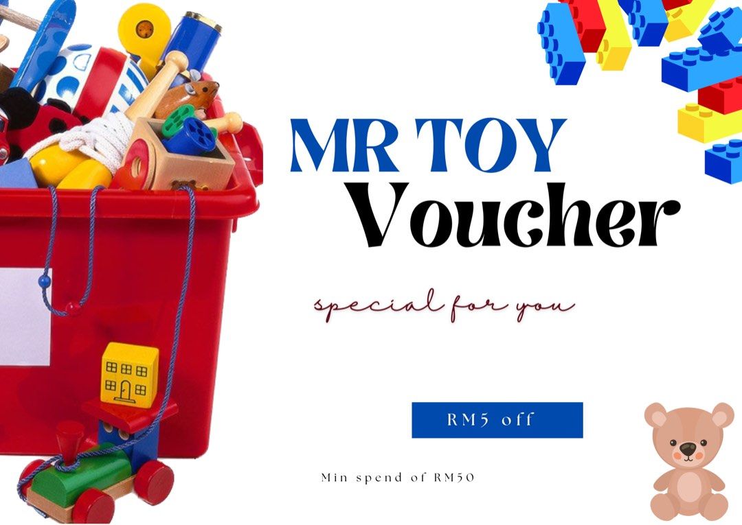 MR TOY Voucher RM5 off, Tickets & Vouchers, Vouchers on Carousell
