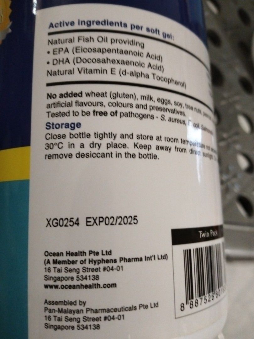 Ocean Omega-3 fish oil (1000 mg), Health & Nutrition, Health ...