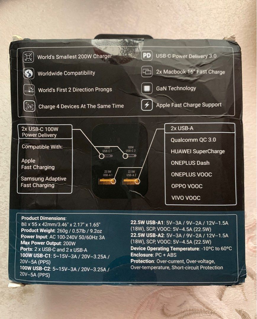 Omega 200W 4-Ports Wall Charger, Mobile Phones & Gadgets, Mobile ...