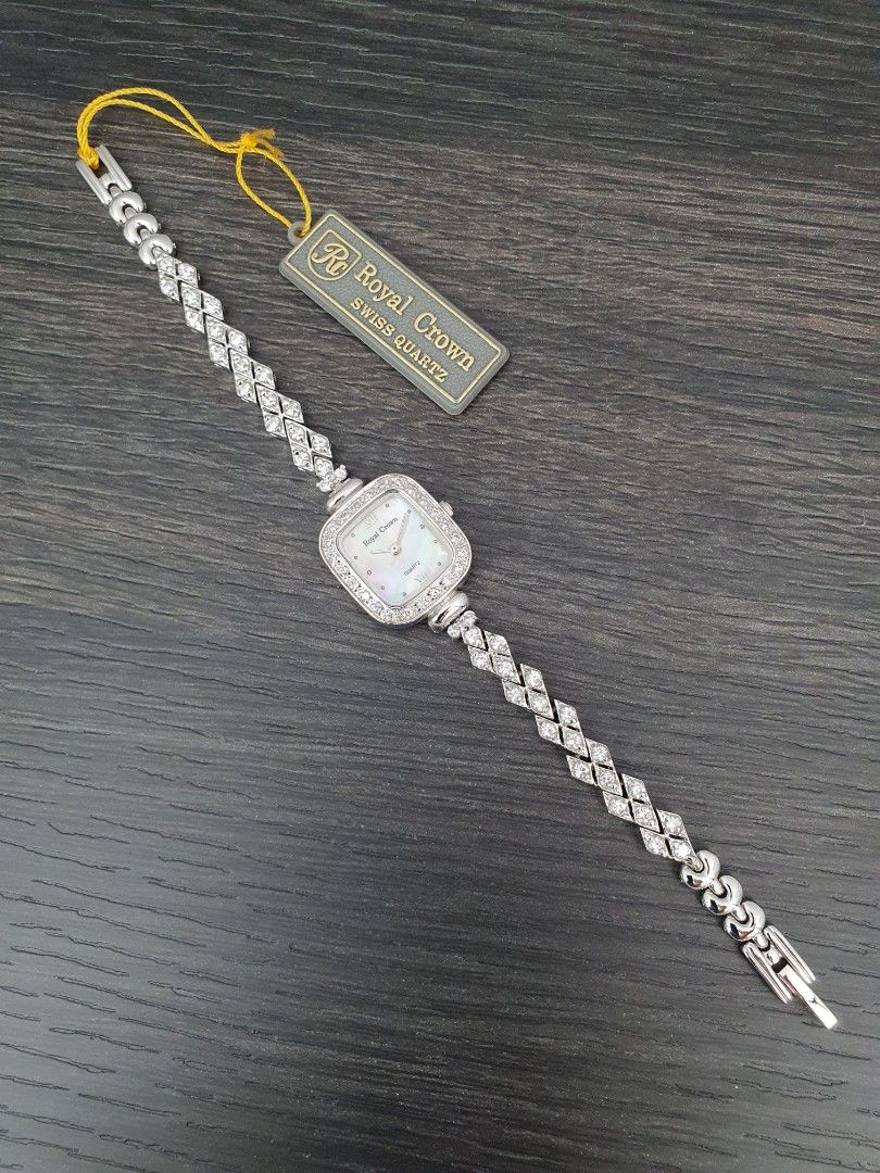 Original Royal Crown swiss quartz watch with diamond setting, Luxury ...