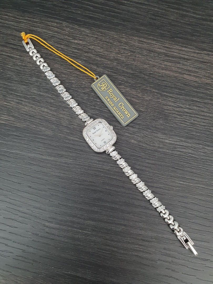Original Royal Crown swiss quartz watch with diamond setting, Luxury ...