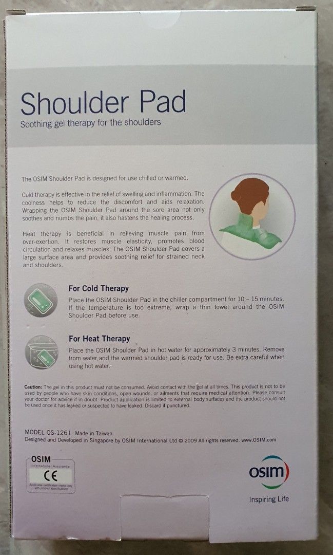 OSIM Shoulder Pad (soothing gel hot/cold therapy), Health & Nutrition ...