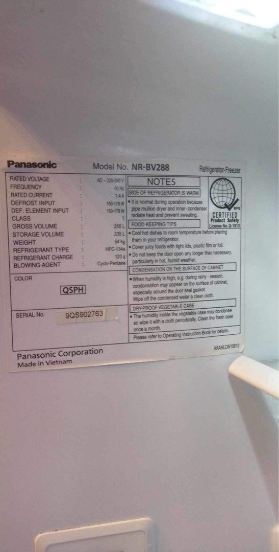 Panasonic econavi ref inverter, TV & Home Appliances, Kitchen ...