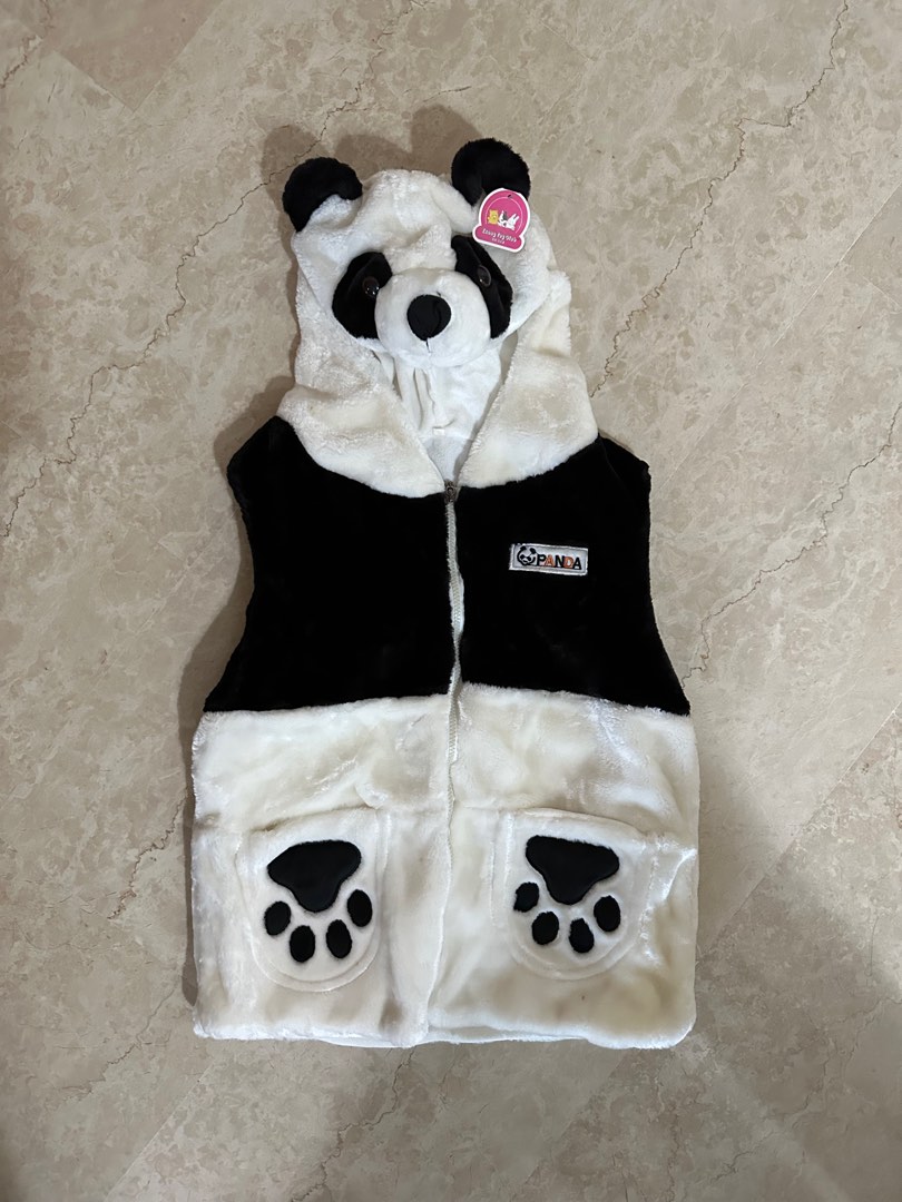 Panda hood vest jacket, Babies & Kids, Babies & Kids Fashion on Carousell