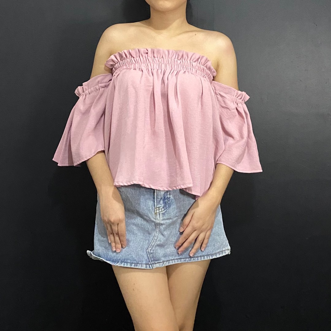 Pink Off-Shoulder Top, Women's Fashion, Tops, Blouses on Carousell
