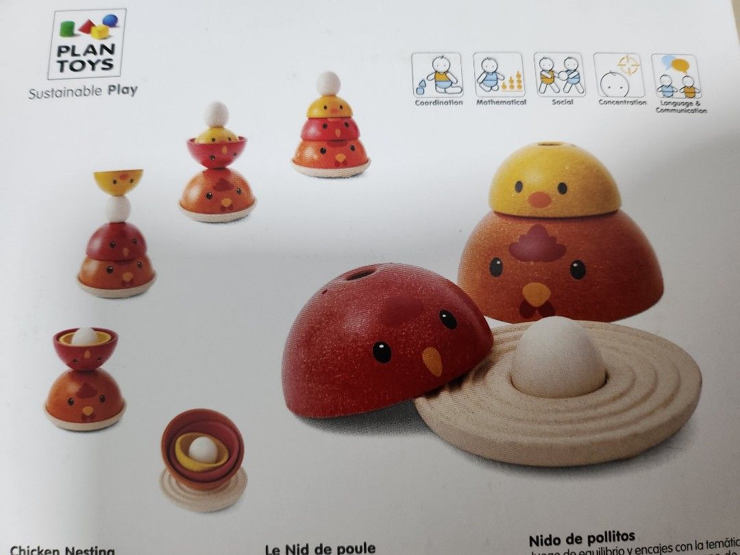 Plan Toys Chicken Nesting Montessori balancing, Babies & Kids, Infant ...