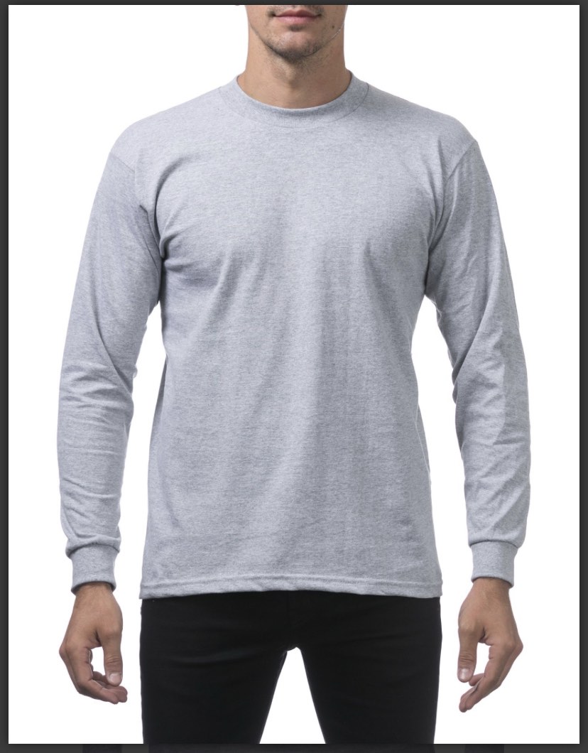 Pro Club Men's Heavyweight Cotton Long Sleeve Crew Neck T-Shirt, Men's ...