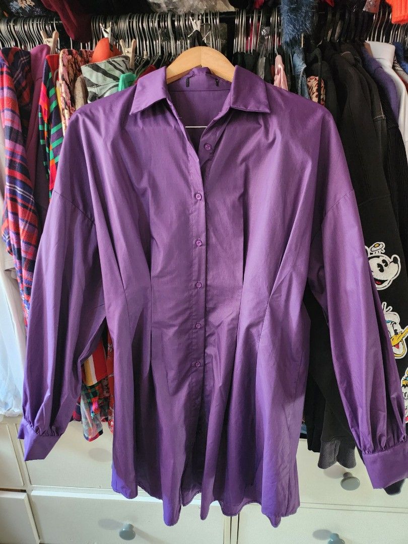 Purple Button Up Dress on Carousell