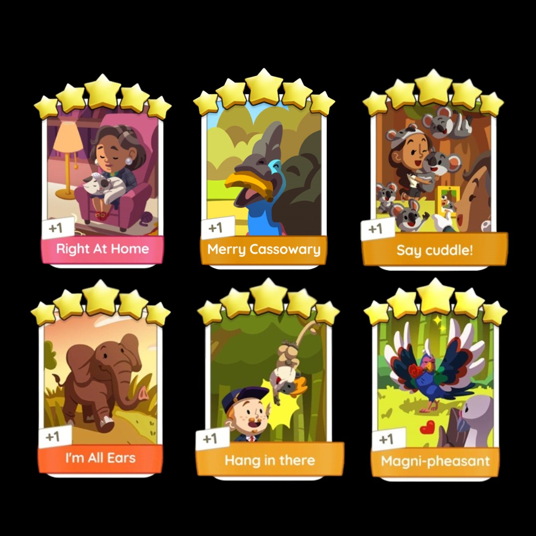 Right at home/merry cassowary/say cuddle/I'm all ears/hang in there ...